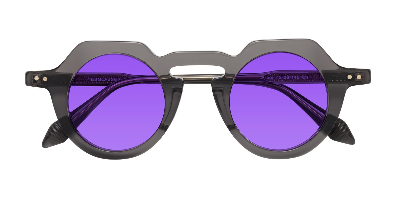 Translucent Gray Keyhole Bridge Retro-Vintage Round Tinted Sunglasses ...