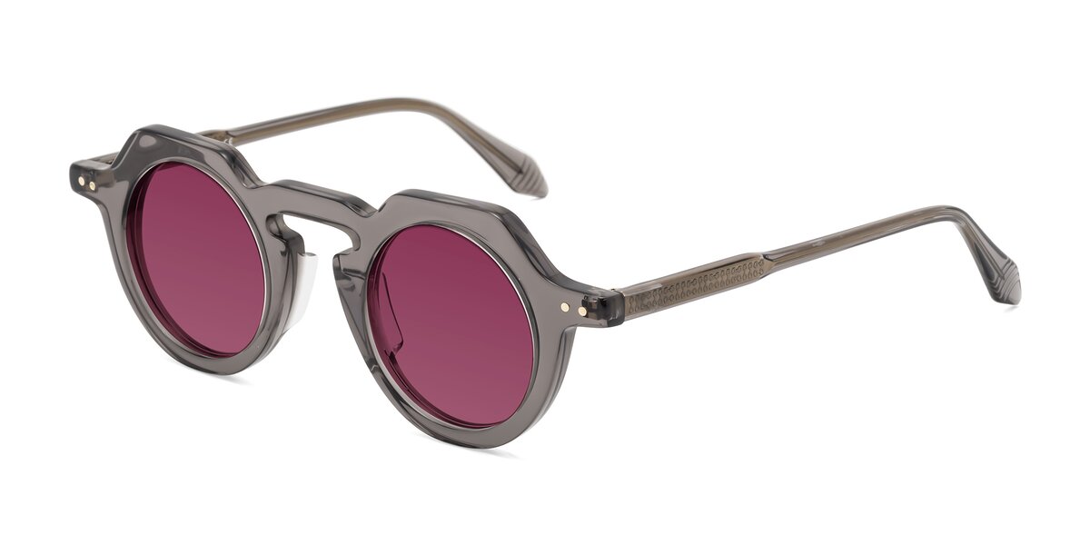 Translucent Gray Keyhole Bridge Retro-Vintage Round Tinted Sunglasses ...