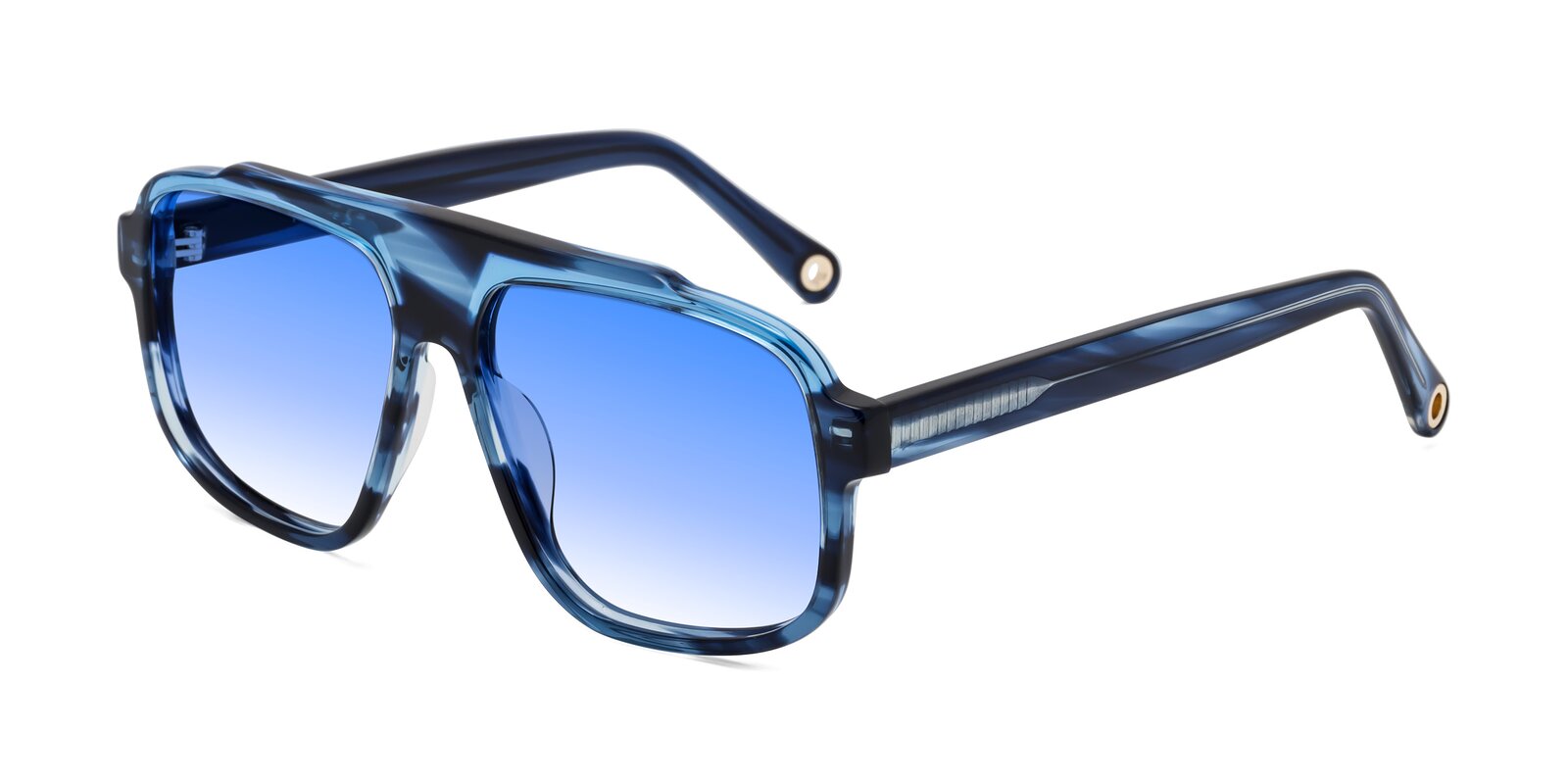 Ocean Striped Sports Hipster Aviator Gradient Sunglasses with Blue ...