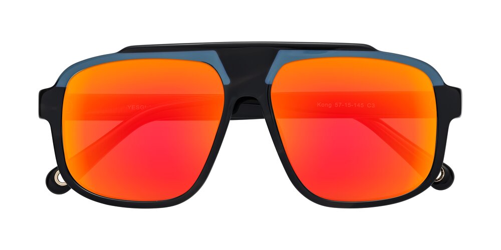 Storm Striped Sports Hipster Aviator Mirrored Sunglasses with Red Gold ...