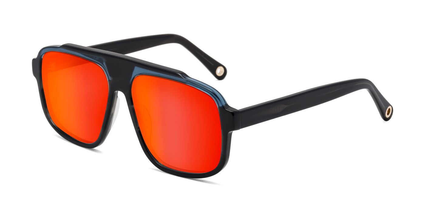 Storm Striped Sports Hipster Aviator Mirrored Sunglasses with Red Gold ...
