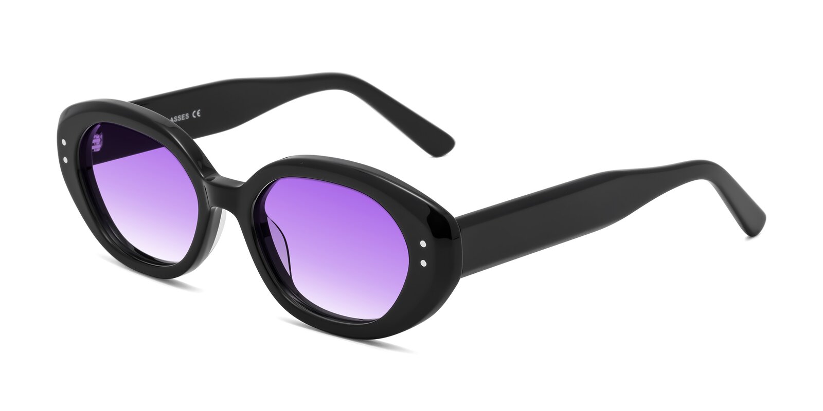 Black Geek-Chic Acetate Oval Gradient Sunglasses with Purple Sunwear ...