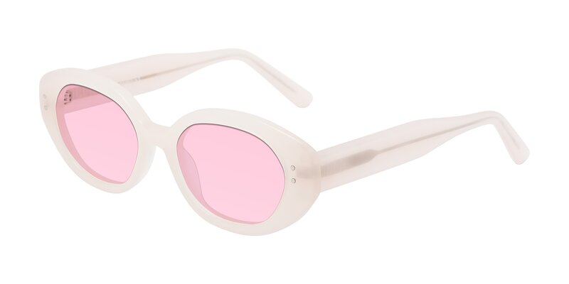 Pale Pink Geek-Chic Acetate Oval Tinted Sunglasses with Light Pink ...