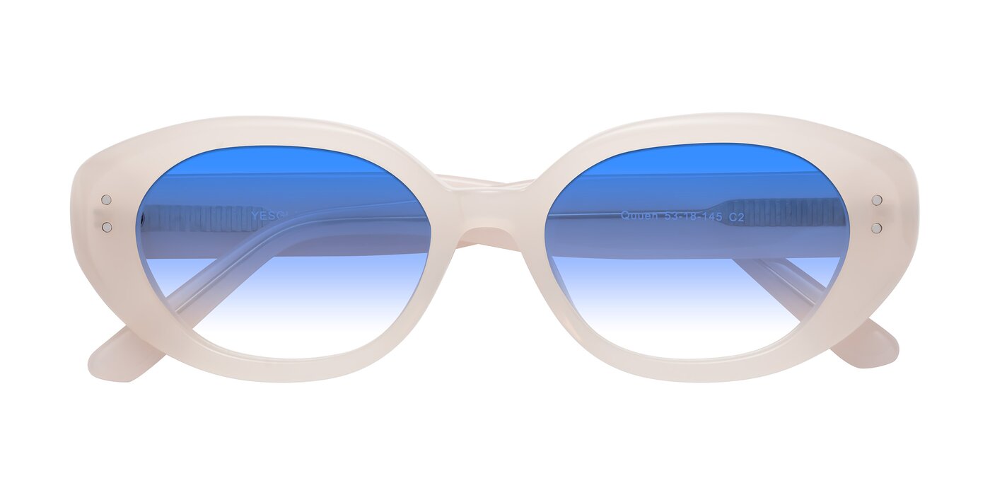 Pale Pink Geek-Chic Acetate Oval Gradient Sunglasses with Blue Sunwear ...