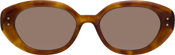 Amber Tortoise Geek-Chic Acetate Oval Tinted Sunglasses with Medium ...