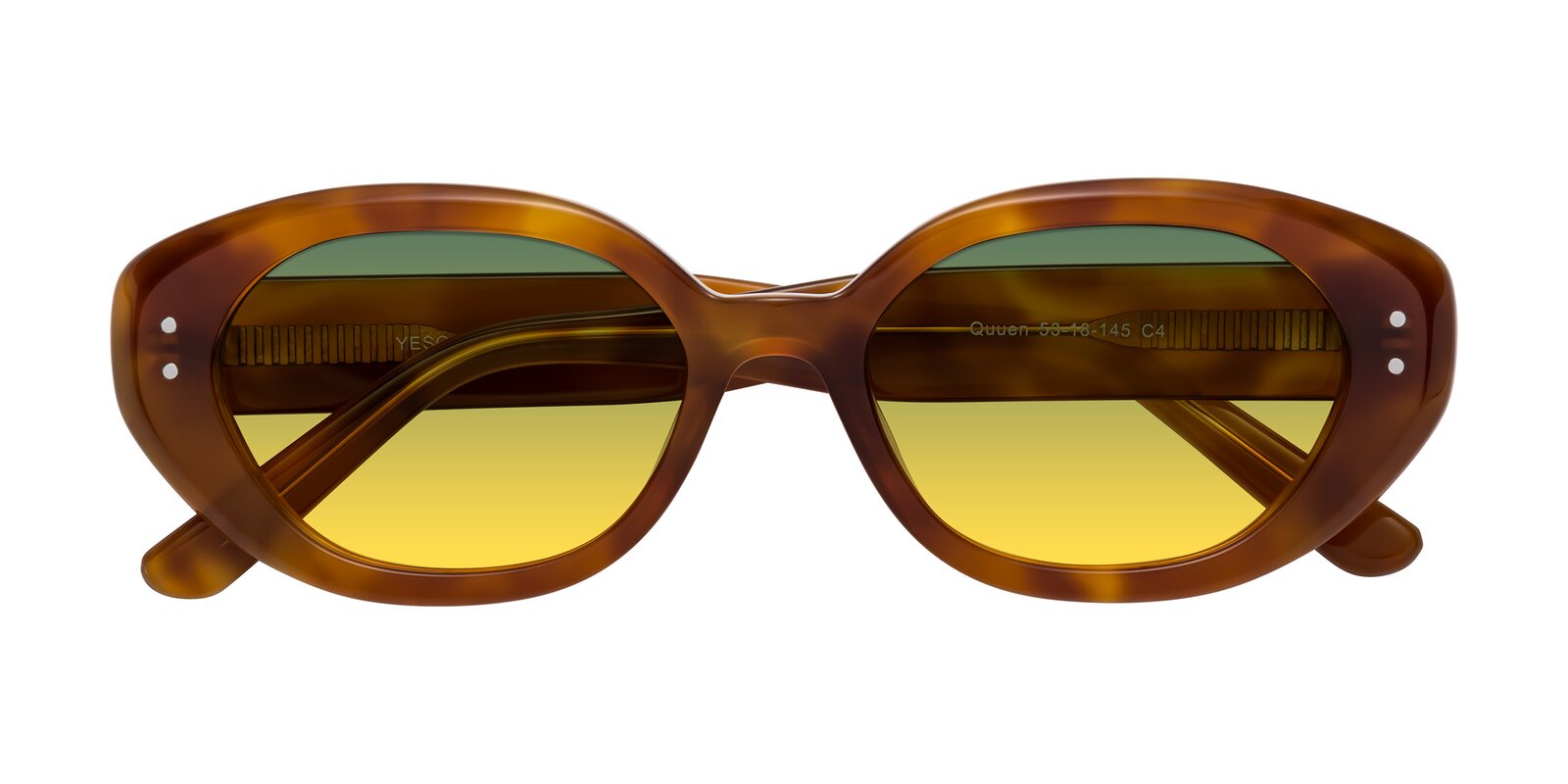 Amber Tortoise Geek-Chic Acetate Oval Gradient Sunglasses with Green ...