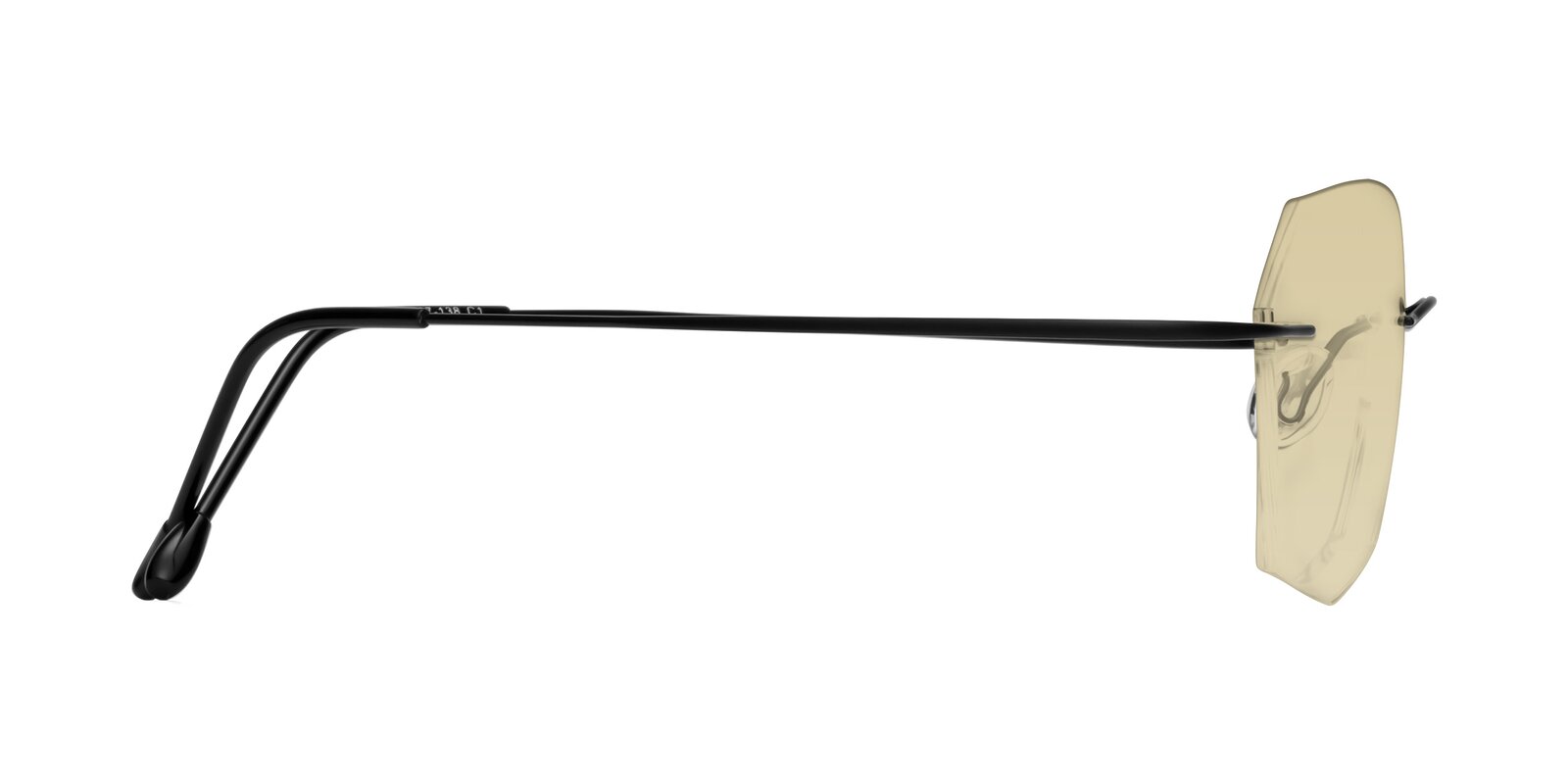 Black Geometric Aviator Rimless Tinted Sunglasses with Light Champagne ...