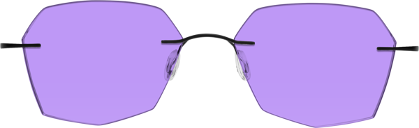 Black Geometric Aviator Rimless Tinted Sunglasses with Medium Purple ...
