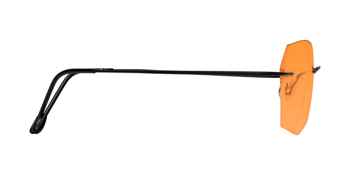 Black Geometric Aviator Rimless Tinted Sunglasses with Orange Sunwear ...