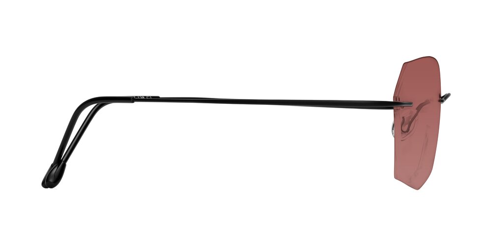 Black Geometric Aviator Rimless Tinted Sunglasses with Garnet Sunwear ...