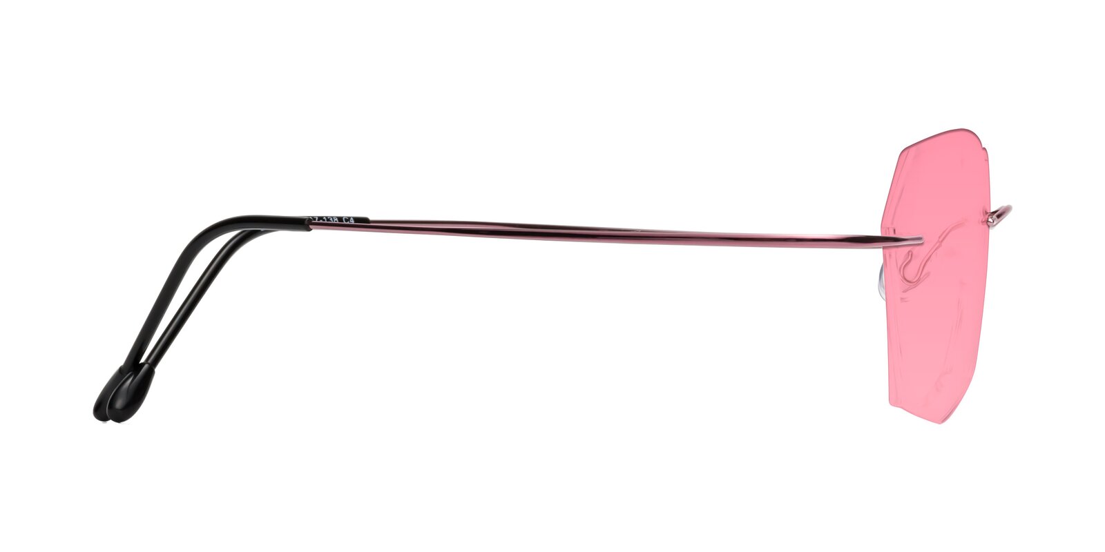 Light Pink Geometric Aviator Rimless Tinted Sunglasses with Pink ...