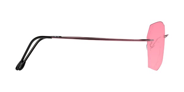 Light Pink Geometric Aviator Rimless Tinted Sunglasses with Pink ...