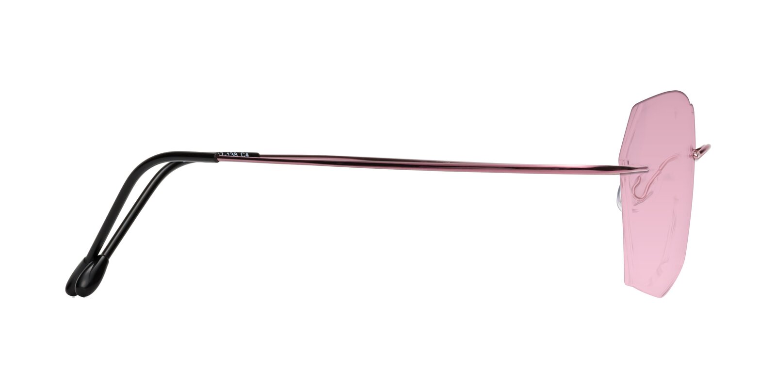 Light Pink Geometric Aviator Rimless Tinted Sunglasses with Light Wine ...