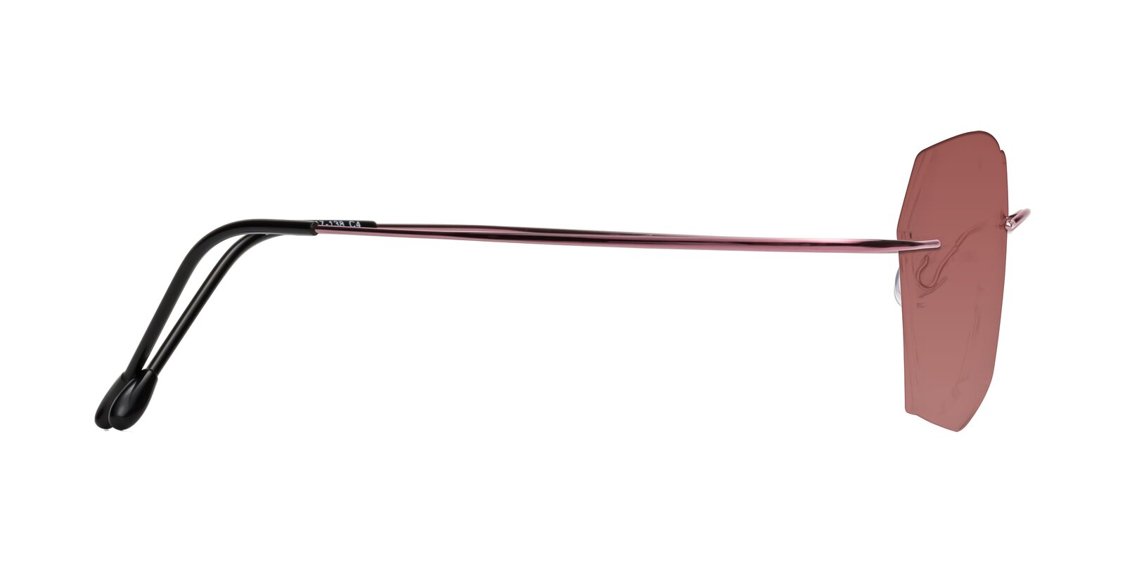 Light Pink Geometric Aviator Rimless Tinted Sunglasses with Garnet ...