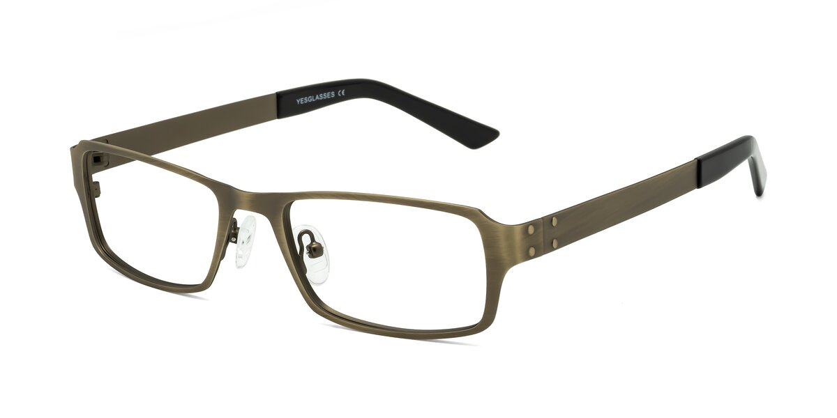 Bronze Retro-Vintage Metal Rectangle Eyeglasses - Moss