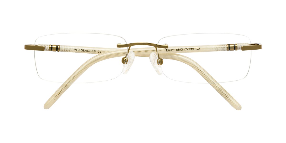 Bronze/Ivory Metal Rectangle Rimless Eyeglasses - Mast