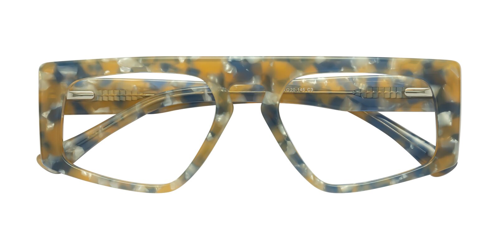Granite Tortoise Keyhole Bridge Geek-Chic Geometric Eyeglasses - Shiny