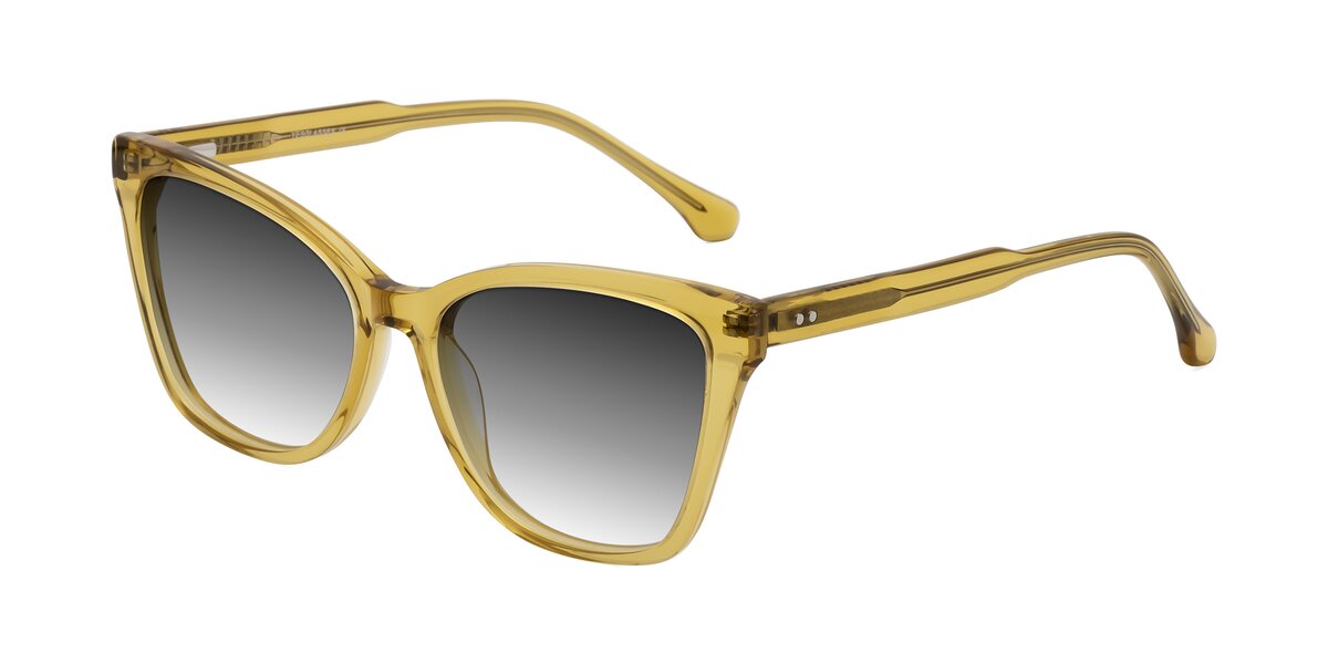 Champagne Spring Hinges Acetate Cat-Eye Gradient Sunglasses with Gray ...