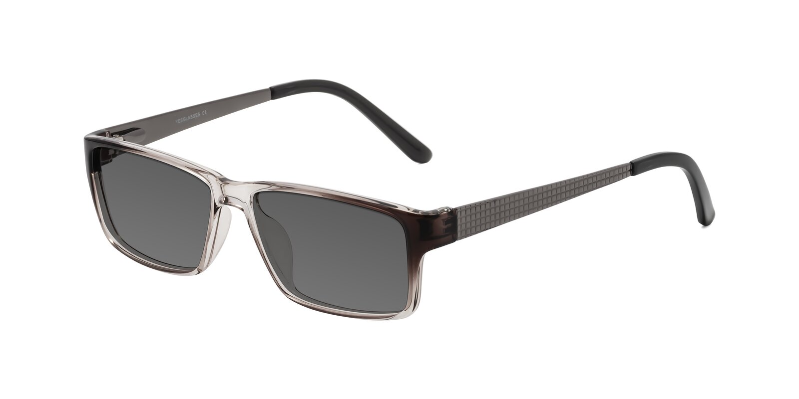 Gradient Gray Classic Low Bridge Fit Rectangle Tinted Sunglasses with ...
