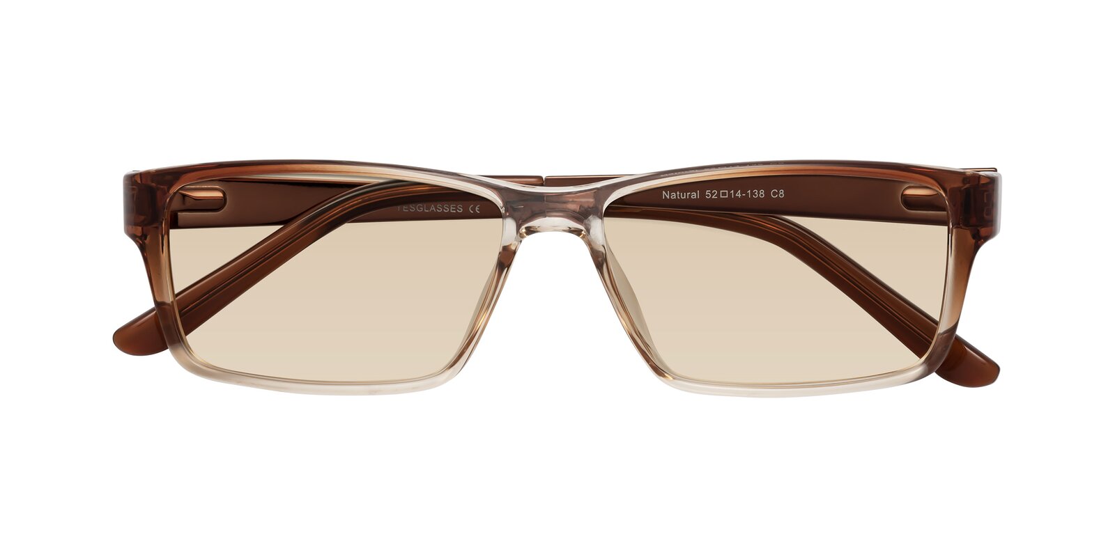 Gradient Brown Classic Low Bridge Fit Rectangle Tinted Sunglasses with ...