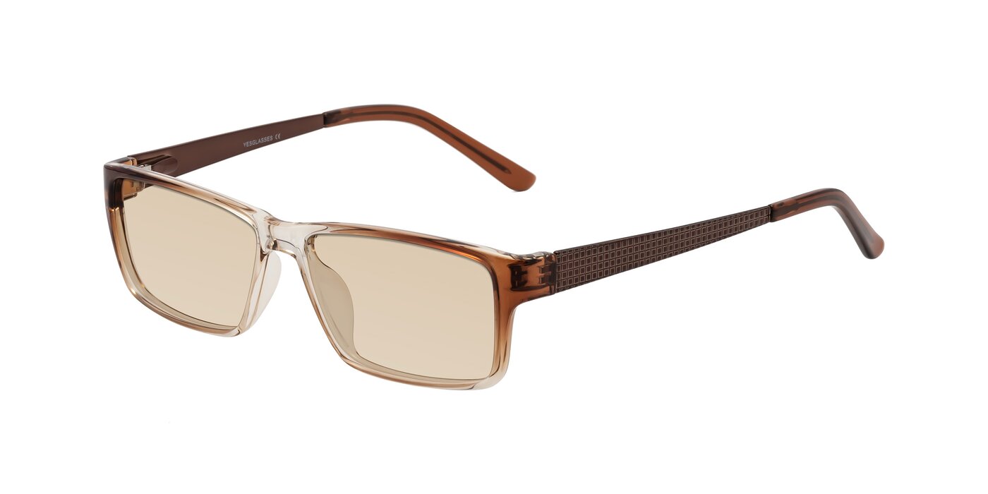 Gradient Brown Classic Low Bridge Fit Rectangle Tinted Sunglasses with ...