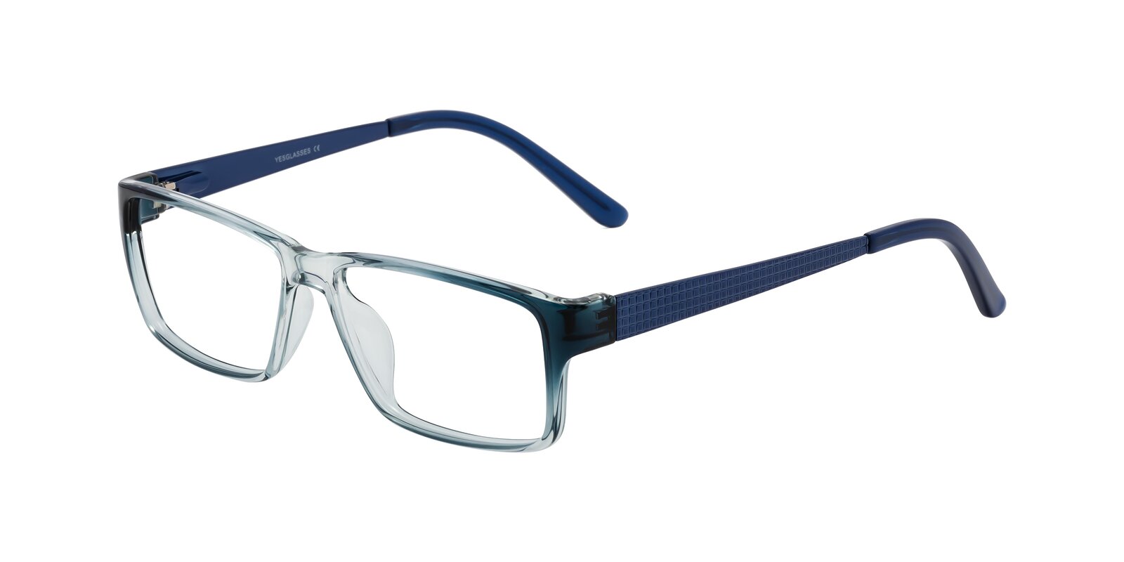 Gradient Blue Classic Low Bridge Fit Rectangle Eyeglasses - Natural