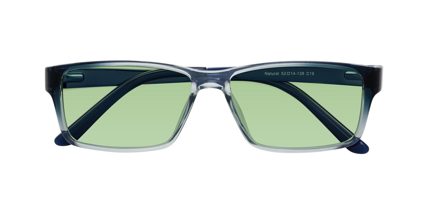 Gradient Blue Classic Low Bridge Fit Rectangle Tinted Sunglasses with ...