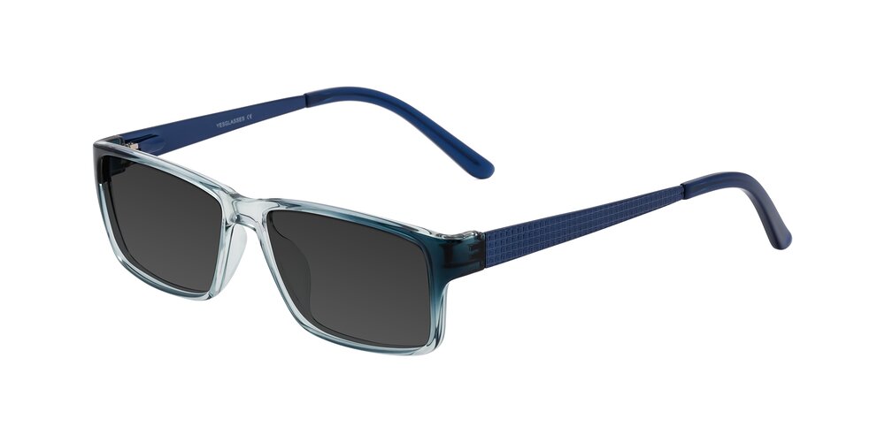 Gradient Blue Classic Low Bridge Fit Rectangle Tinted Sunglasses with ...