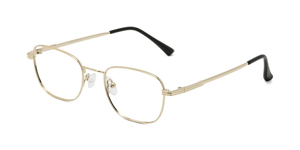 Light Gold Classic Metal Rectangle Eyeglasses - Snow