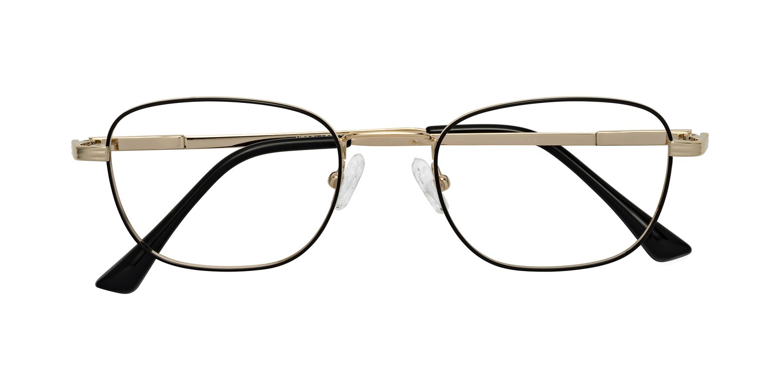 Black/Light Gold Classic Metal Rectangle Reading Glasses - Snow