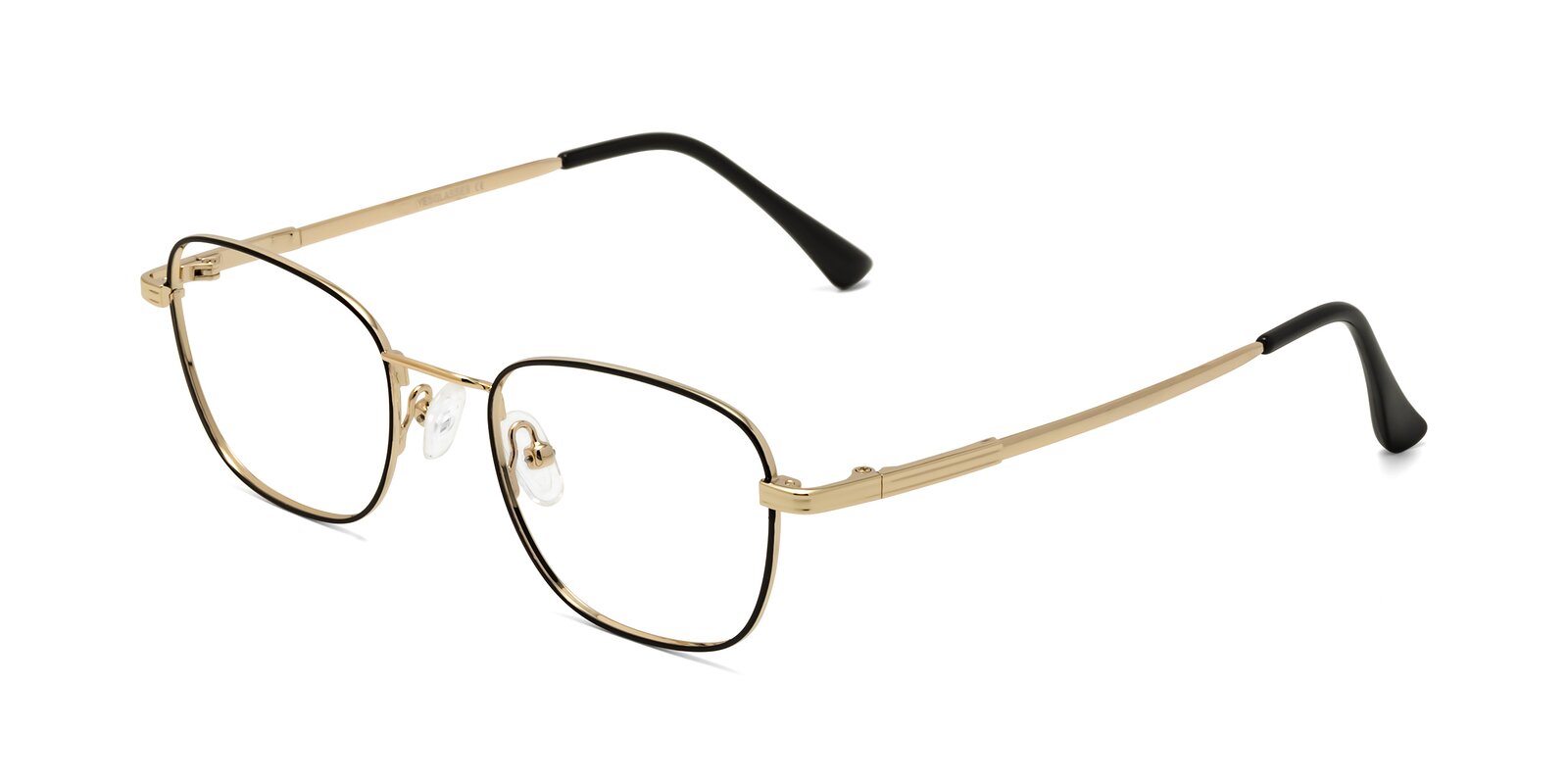 Black/Light Gold Classic Metal Rectangle Reading Glasses - Snow