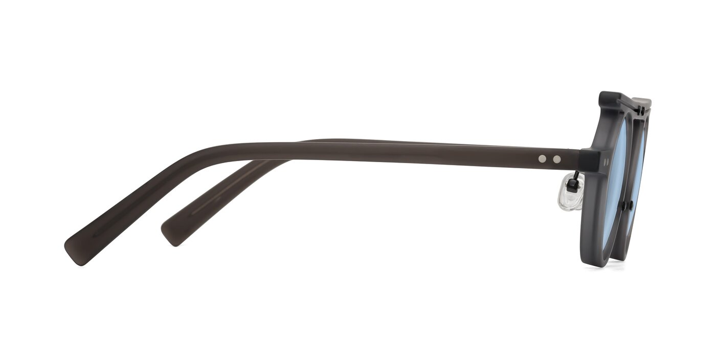 Matte Gray Geek-Chic Acetate Round Tinted Sunglasses with Light Blue ...