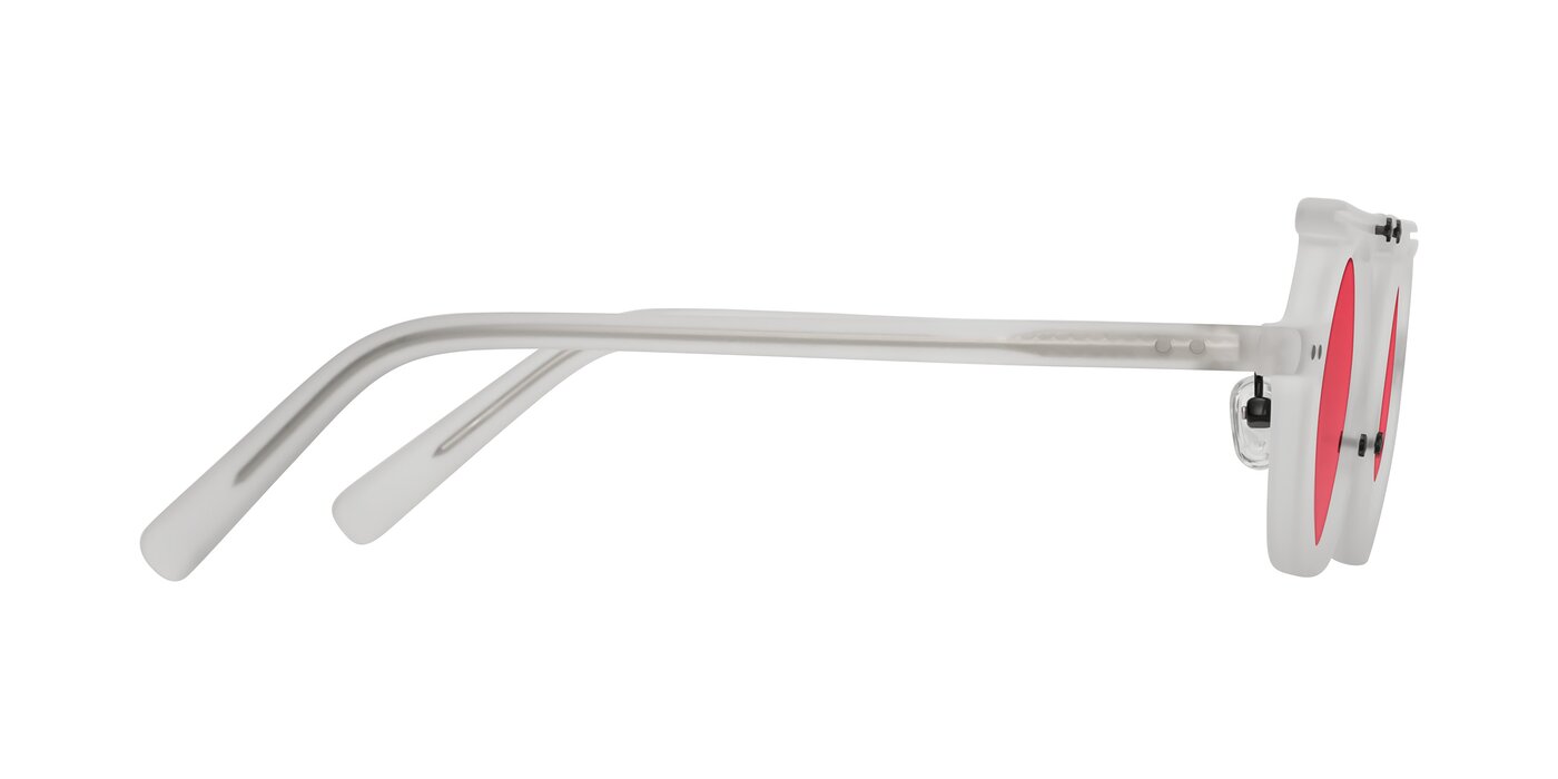 Matte White Geek-Chic Acetate Round Tinted Sunglasses with Red Sunwear ...