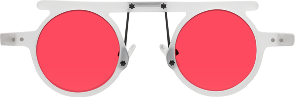 Matte White Geek-Chic Acetate Round Tinted Sunglasses with Red Sunwear ...