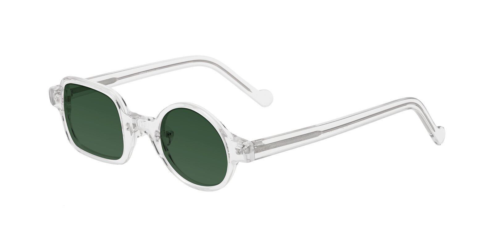 Clear Geek-Chic Round Square Tinted Sunglasses with Green Sunwear ...