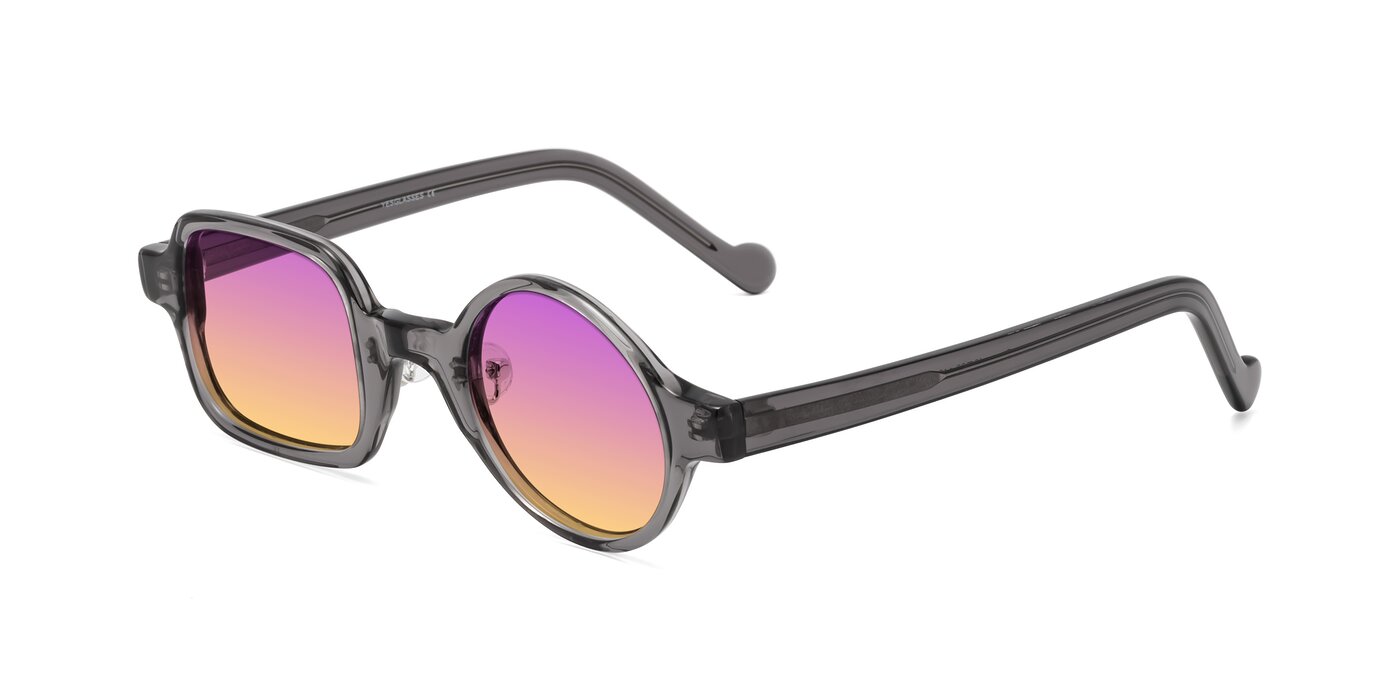 Transparent Gray Geek-Chic Round Square Gradient Sunglasses with Purple ...