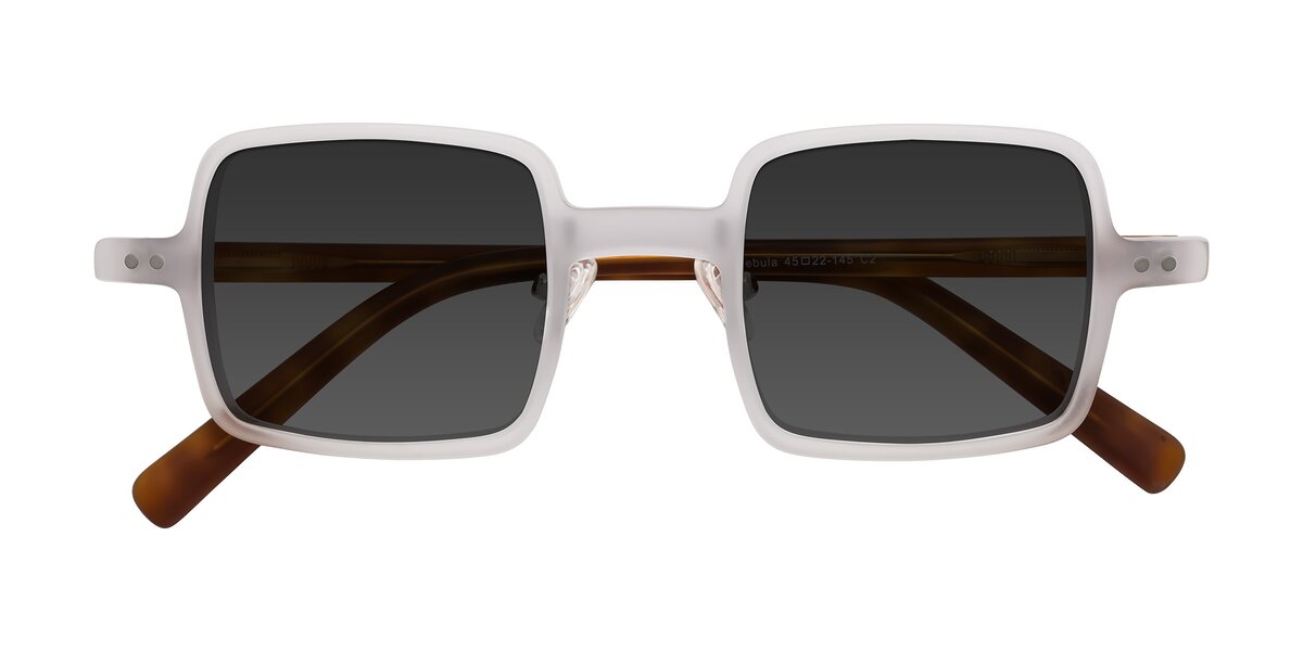 Matte White Geek-Chic Acetate Square Tinted Sunglasses with Gray ...