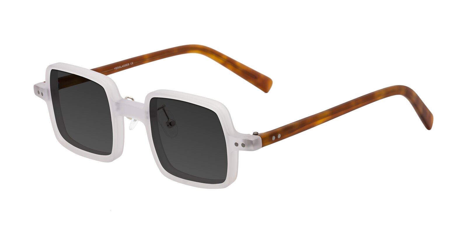 Matte White Geek-Chic Acetate Square Tinted Sunglasses with Gray ...