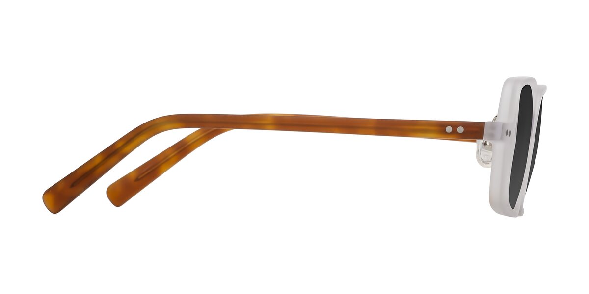 Matte White Geek-Chic Acetate Square Tinted Sunglasses with Gray ...
