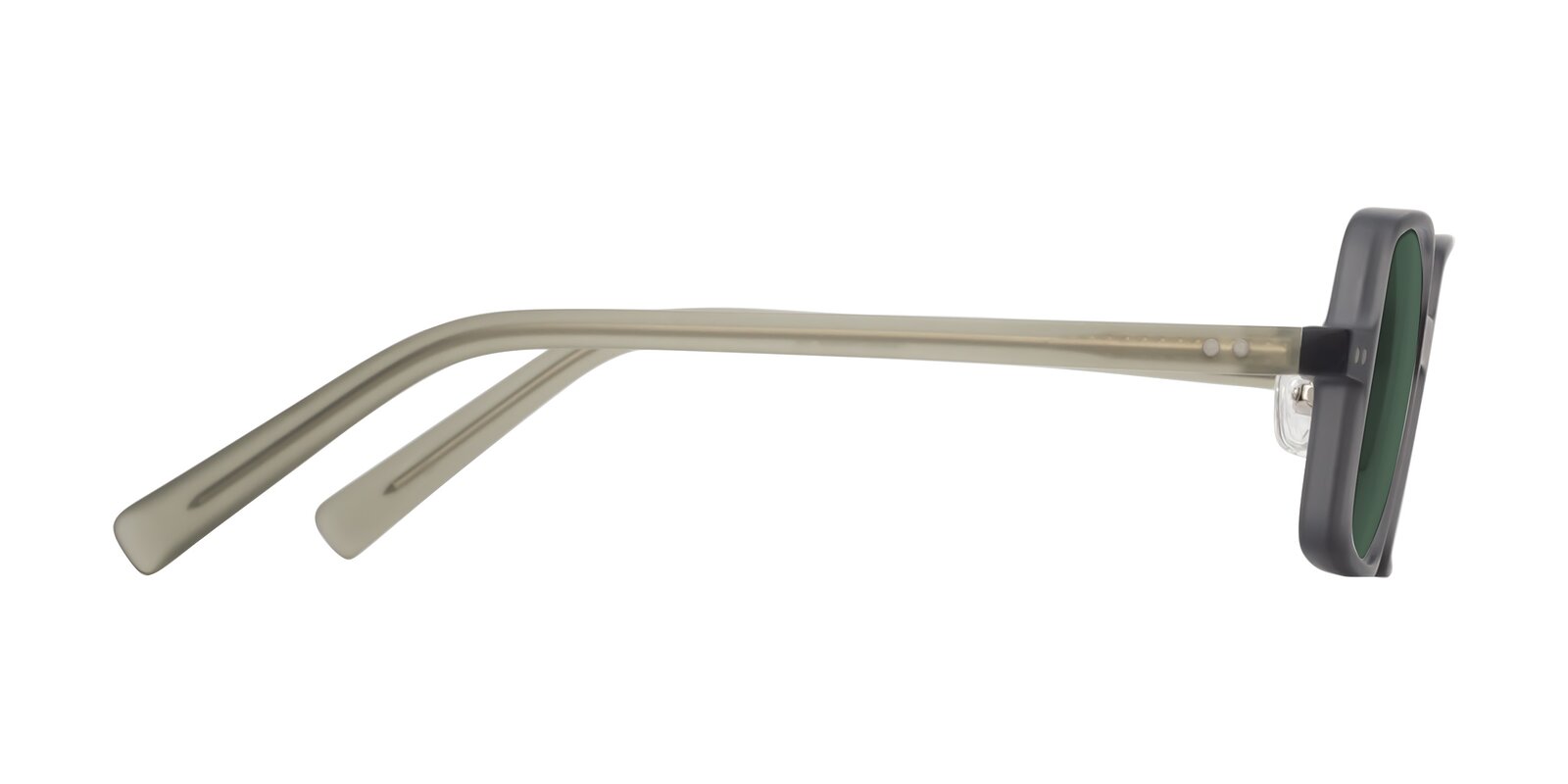 Matte Gray Geek-Chic Acetate Square Polarized Sunglasses with Green ...