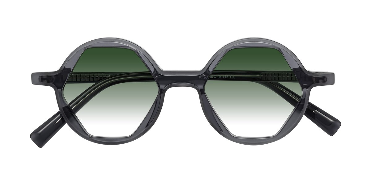 Gray Geek-Chic Geometric Round Gradient Sunglasses with Green Sunwear ...