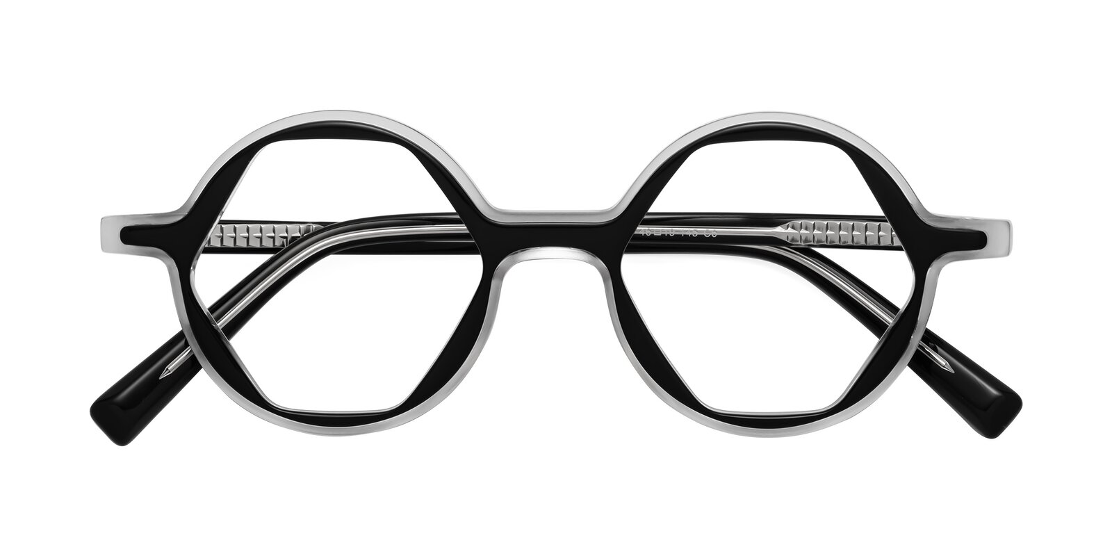 Black/Clear Geek-Chic Geometric Round Eyeglasses - Alien
