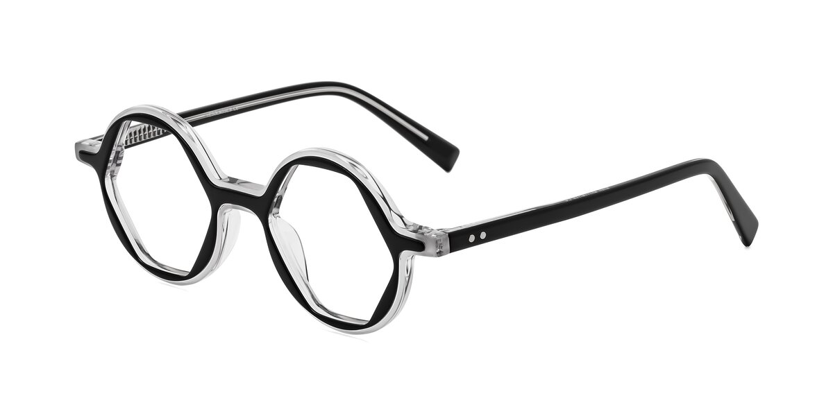 Black/Clear Geek-Chic Geometric Round Eyeglasses - Alien