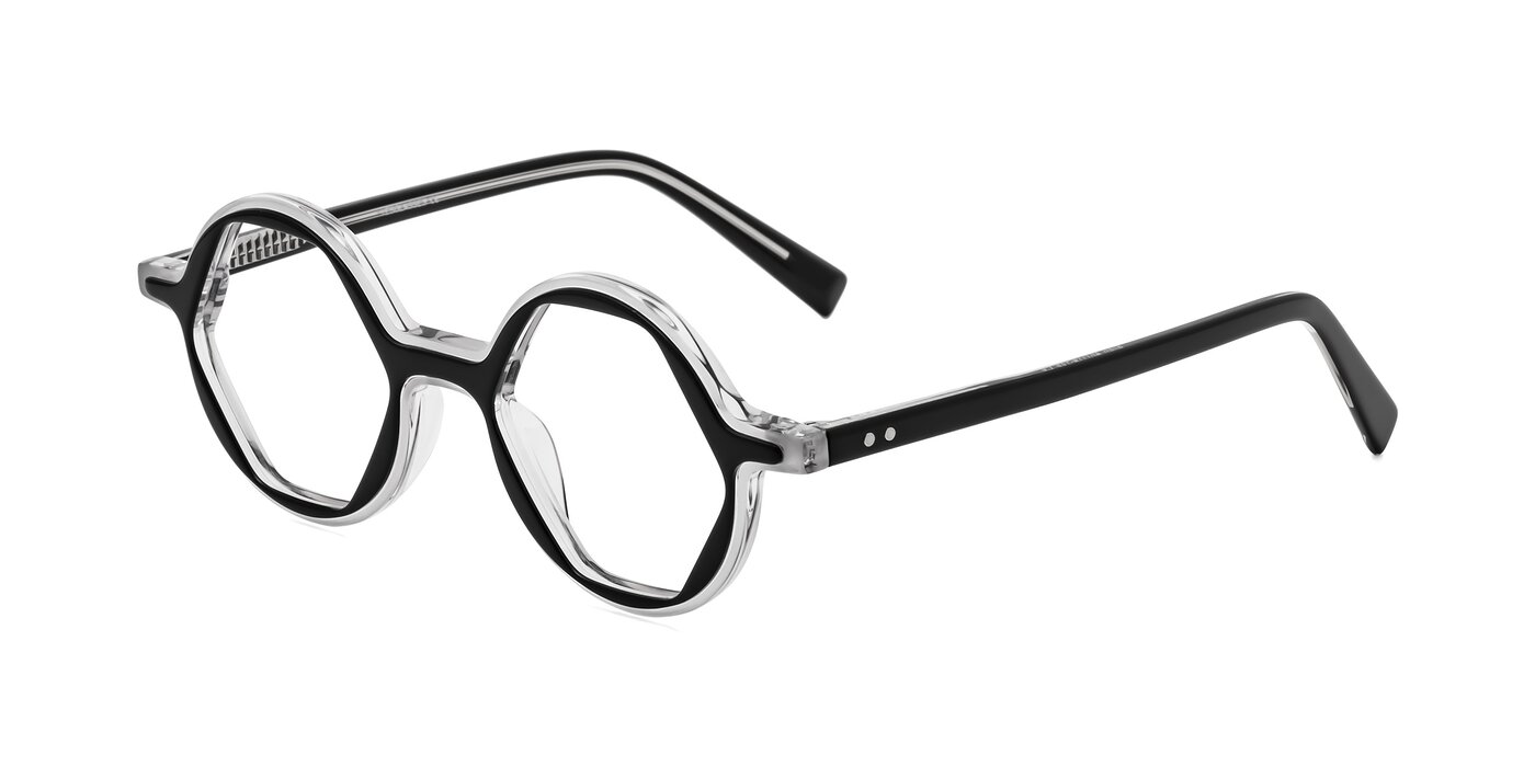 Black/Clear Geek-Chic Geometric Round Eyeglasses - Alien