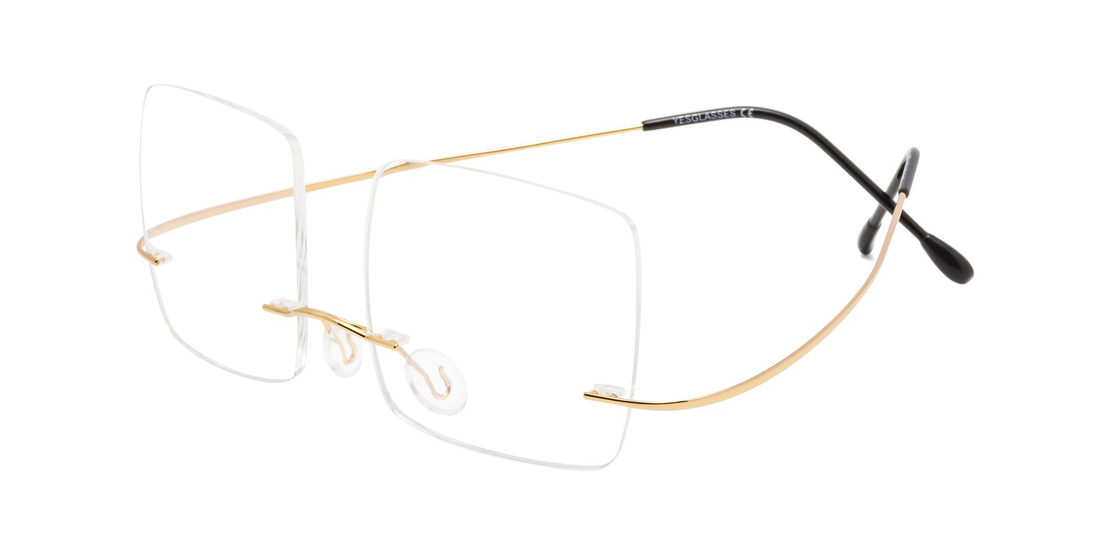 Gold Snooker Square Rimless Blue Light Glasses - Masters