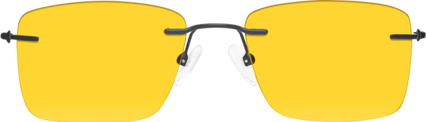 Matte Black Classic Rectangle Rimless Gradient Sunglasses with Yellow ...