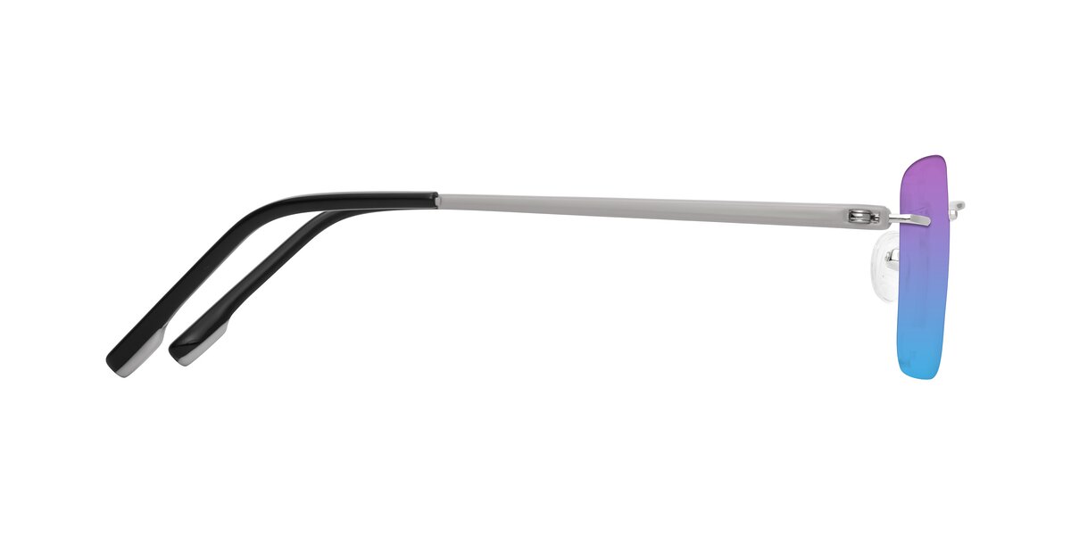Silver/Light Gray Classic Rectangle Rimless Gradient Sunglasses with ...