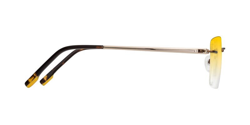 Brown/Gold Classic Rectangle Rimless Gradient Sunglasses with Yellow ...