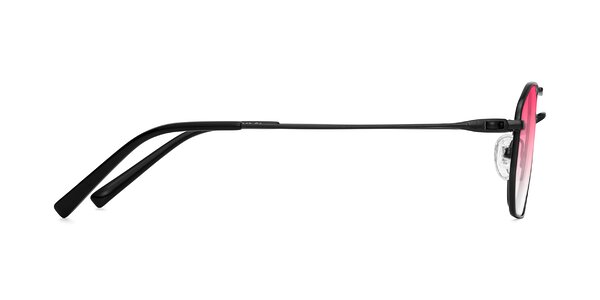 Black Double Bridge Metal Geometric Gradient Sunglasses with Pink ...