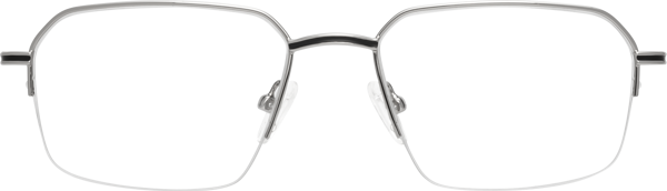 Silver Hipster Metal Semi-Rimless Blue Light Glasses - Almond